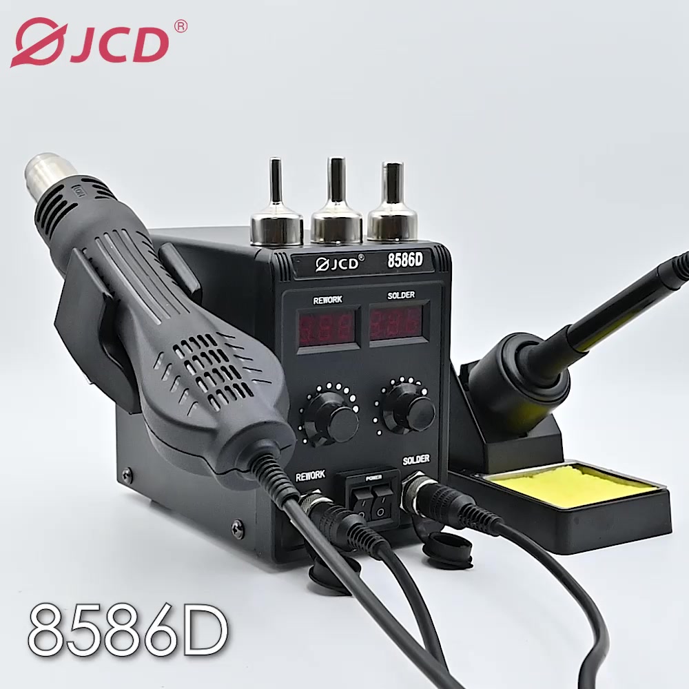 JCD 8586D 2 in 1 ปืนบัดกรีไฟฟ้า ปืนความร้อน สําหรับโทรศัพท์ PCB IC SMD ...