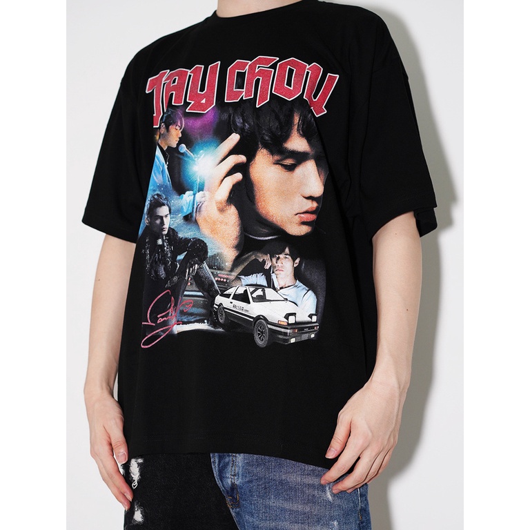 เสื้อยืดแขนสั้น แขนห้าส่วน พิมพ์ลายตัวอักษร Jay Chou Street AE86 สไตล์ ...