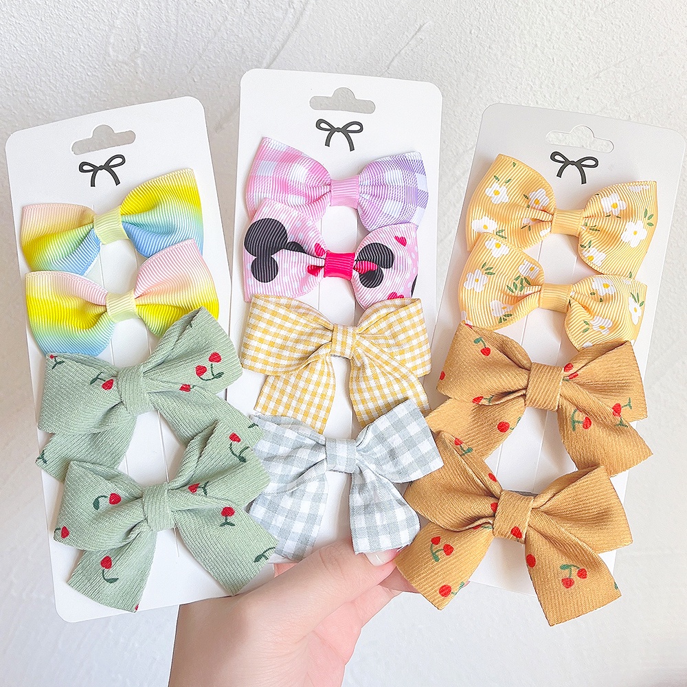 4Pcs/Set Cute Bow Hair Clips for Girls Baby Handmade Bowknot Hairpins ...