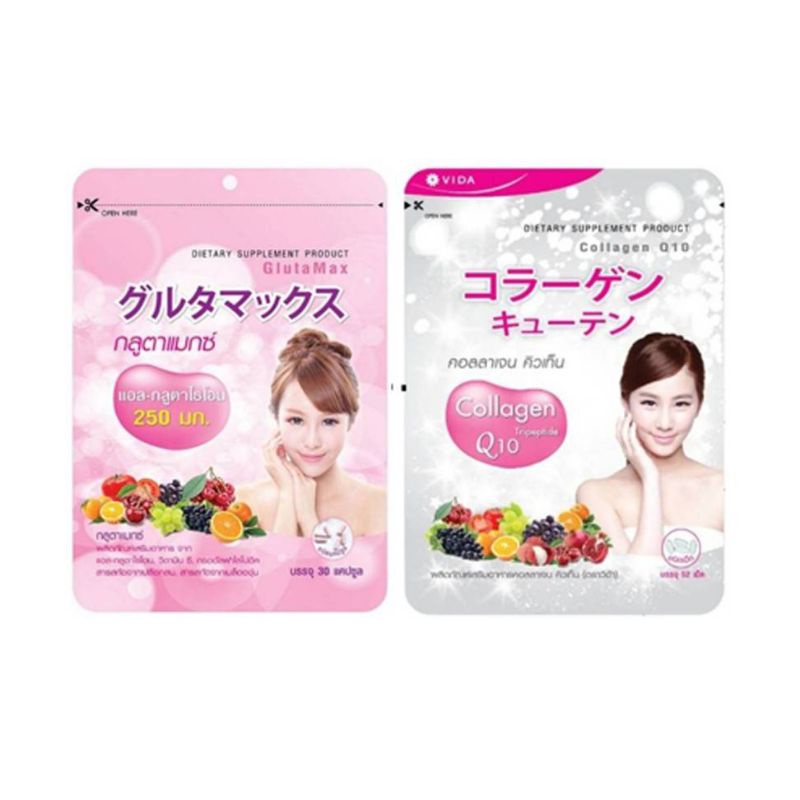 Glutamax 30 Capsules 1 Sachets /Vida Collagen Q10 52 Tablets 1 Sachets ...