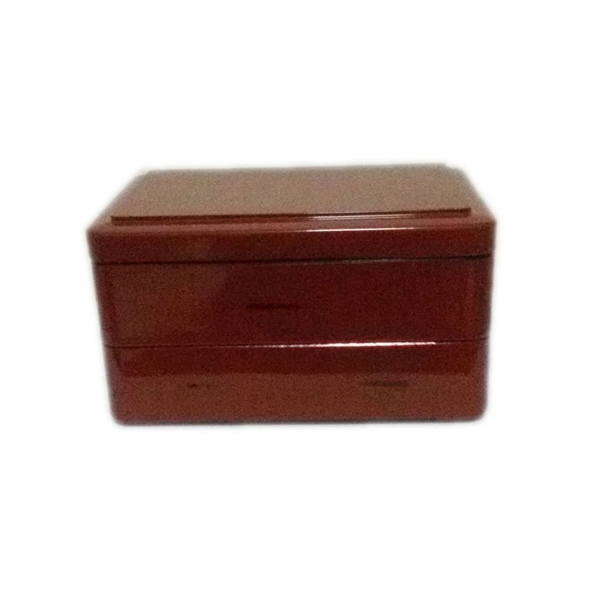 Bento 40 กล่องใส่อาหารญี่ปุ่น 2 ชั้น เคลือบสีอาคิลิคเงา มีฝาปิด สีแดง ...