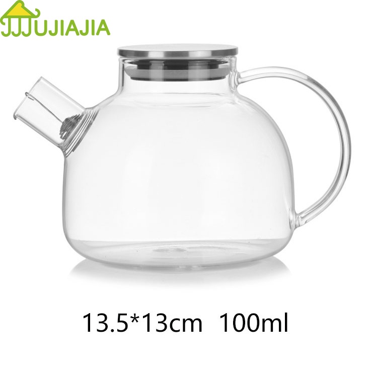 JUJIAJIA 1000/1800ML ไม้ไผ่/สแตนเลสฝาครอบแก้วใสชากาน้ำชาทนความร้อนหนาสีดำกาต้มน้ำ | Shopee Thailand