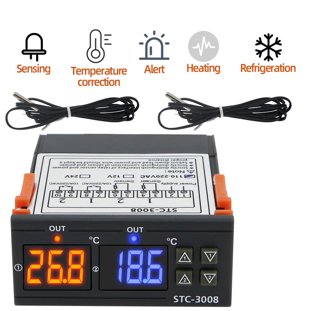Stc-3008 Digital Temperature Controller AC 110V 220V DC 12V เครื่องวัด ...
