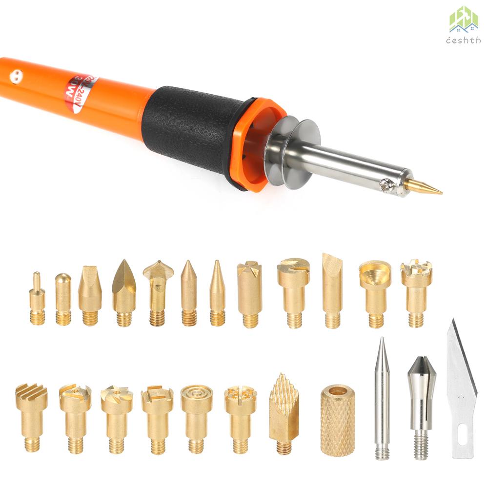 30W 24PCS Wood Pyrography Tool Set Wood Burning Kit Woodburning Tips ...