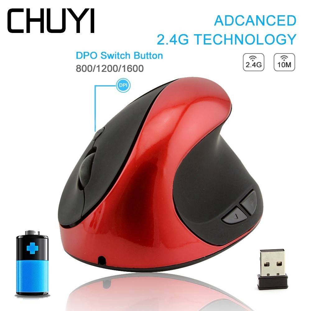CHUYI Wireless Rechargeable Vertical Mouse เมาส์แนวตั้งแบบชาร์จไร้สาย ...