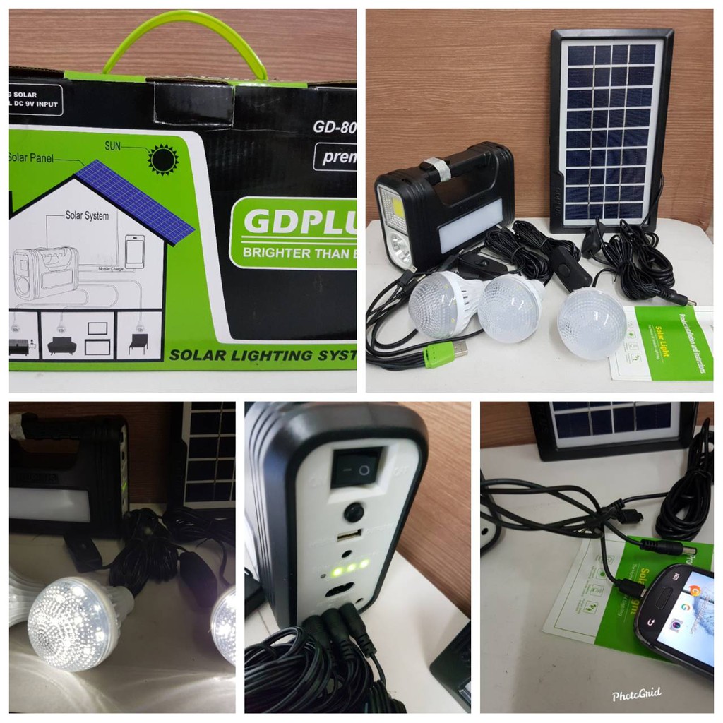 SOLAR LIGHTING SYSTEM GDPLUS รุ่น GD-8017/GD-7 ชาร์จไฟด้วยไฟบ้าน/USB หรือพลังงานแสงอาทิตย์ ผ่าน ...