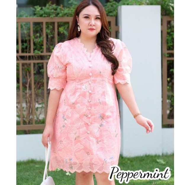 เดรสลูกไม้ ผ้าฉลุปักลายนูน SizeXL-6XL (479) | Shopee Thailand