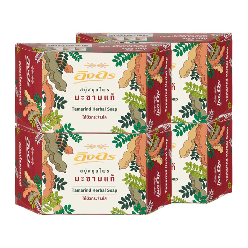 Ing-On Herbal Soap Real Tamarind Formula 85 g x 4 bars.อิงอร สบู่ ...