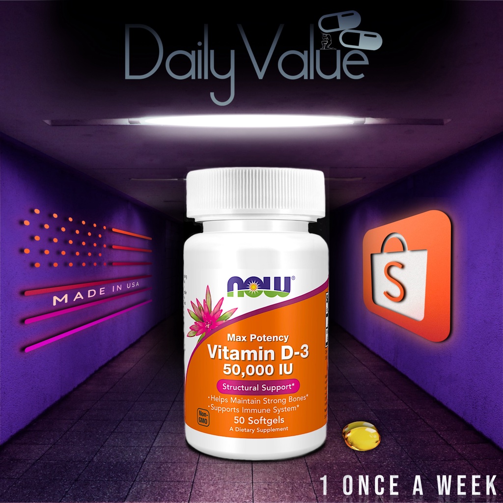 วิตามินดี 3 / High Potency Vitamin D-3 50,000IU 50 Softgels by NOW FOODS | Shopee Thailand