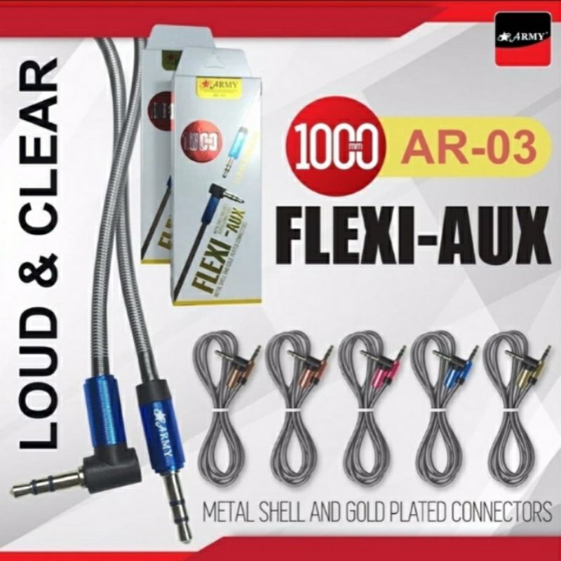 Army AR-03 Flexi สายสัญญาณเสียง 1in1 100 มม. สาย Aux 1in1 แจ็ค 3.5 มม. ...