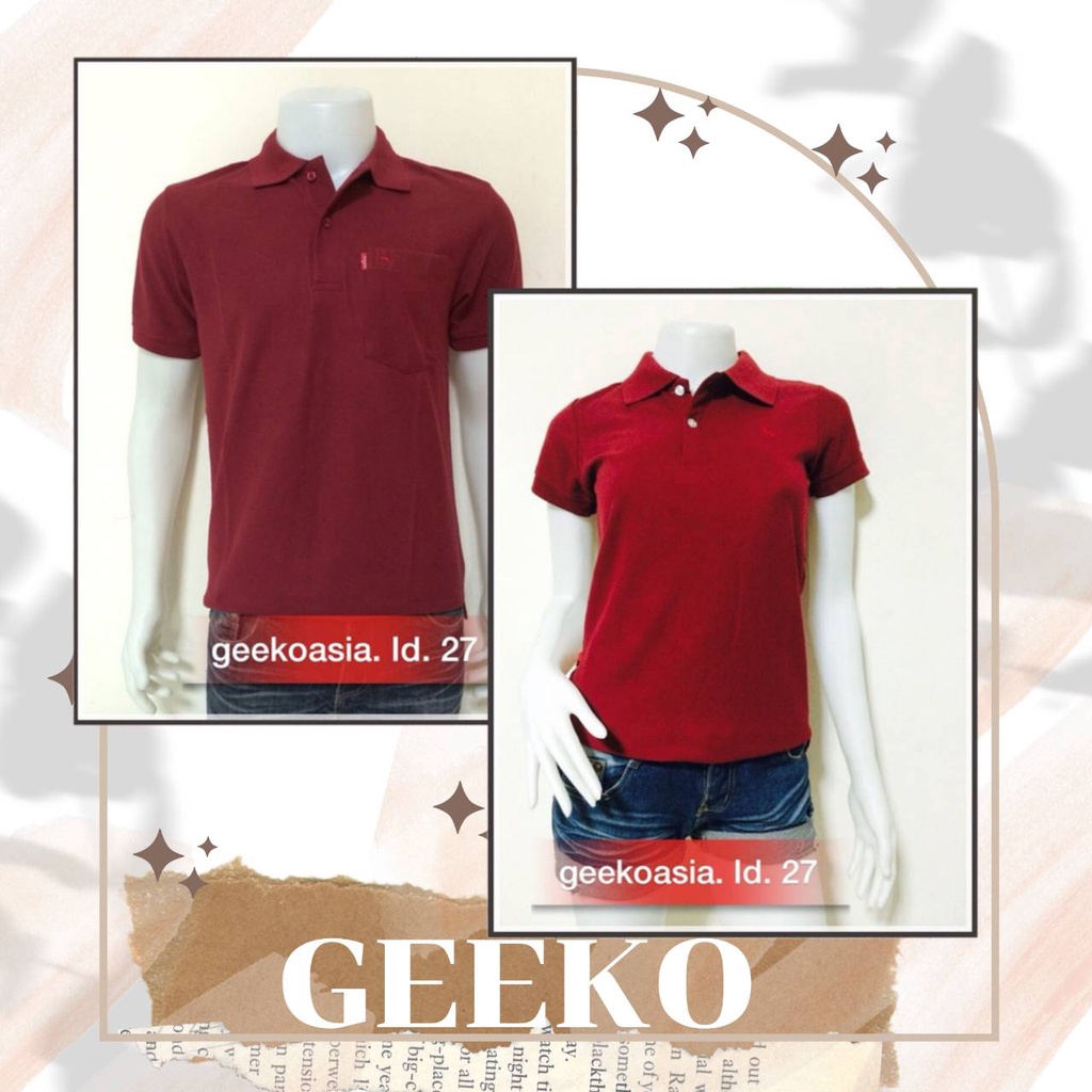 เสื้อโปโลกวาง Geeko แท้100% ชาย/หญิง ID27 สีเลือดหมู | Shopee Thailand