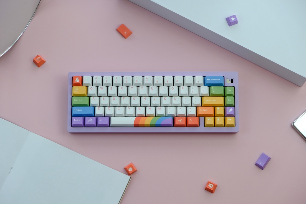 GMK Rainbow Keycap, 134 คีย์ PBT Keycaps Cherry Profile DYE-SUB ส่วน ...