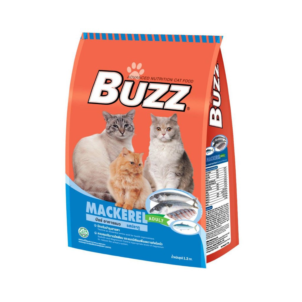 Buzz Cat Food อาหารเเมว รสปลาปลาทู ขนาด 1.2 kg | Shopee Thailand