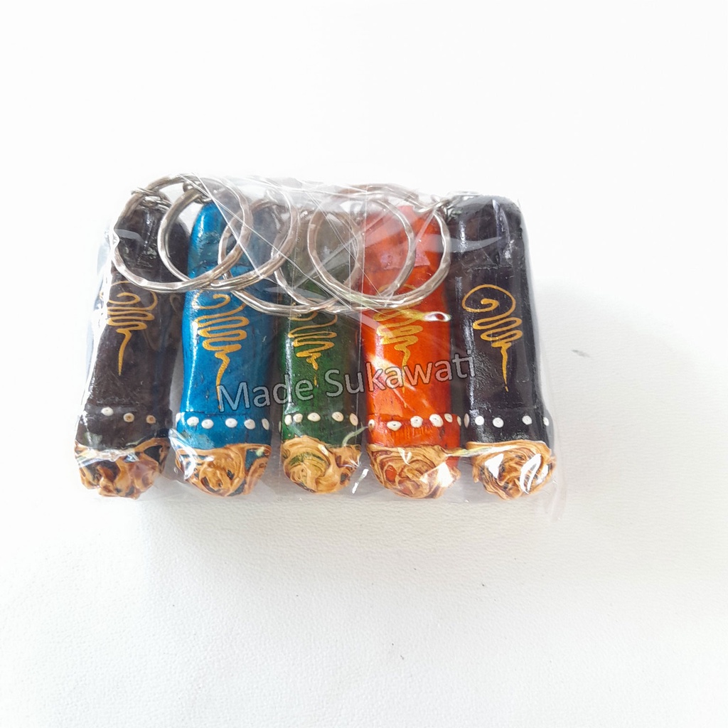 Kayu GANTUNGAN แพคเกจ 5 ชิ้น Balinese ทาสีพวงกุญแจไม้หัตถกรรม lolok ...