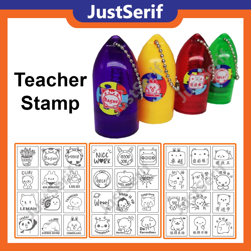 แสตมป์หมึก Ulasan Pre Ink Cop Siap ada Ink Made / Teacher PreInk Stamp ...