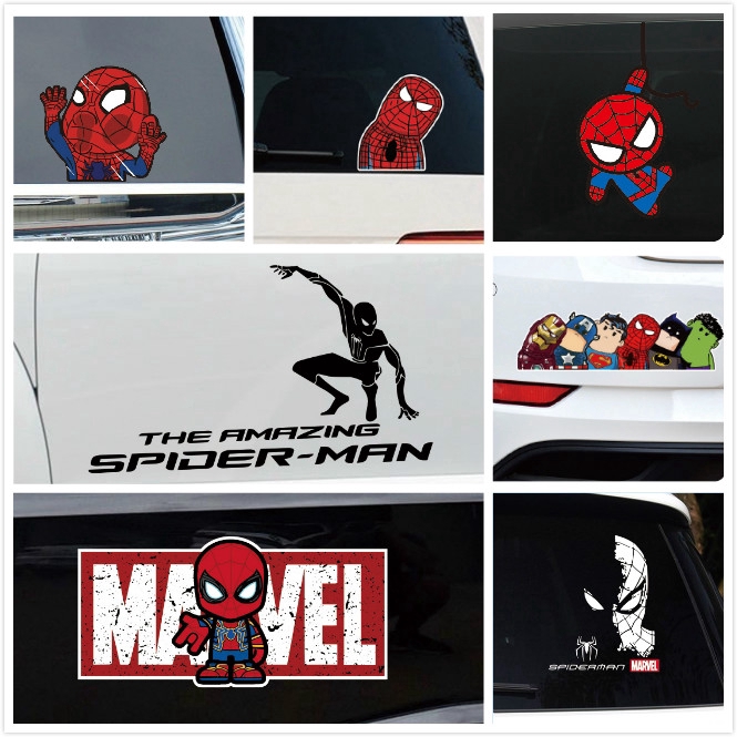 Fasjion Spiderman Marvel Cartoon Personality Car Stickers Window Door ...
