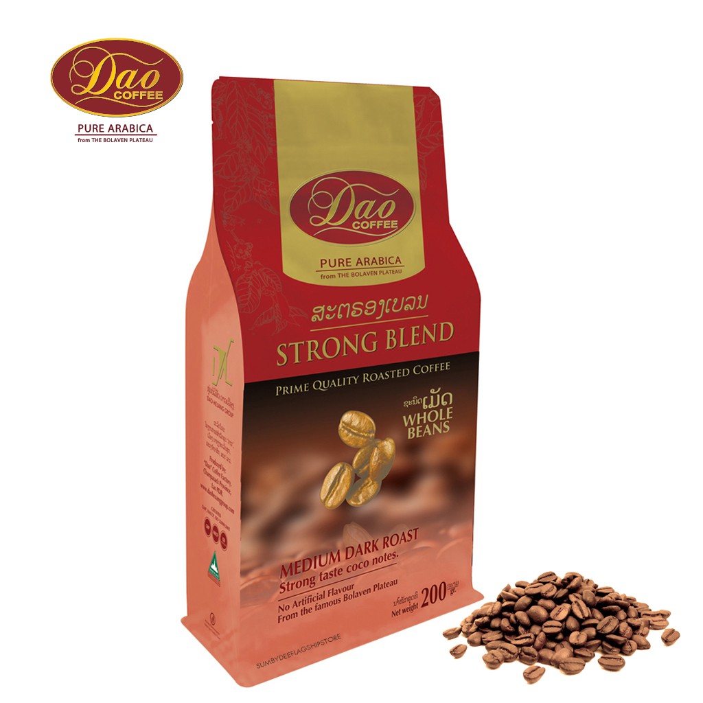 กาแฟดาว(เมล็ดกาแฟคั่ว) Dao Coffee Strong Blend Whole Beans Coffee ขนาด ...