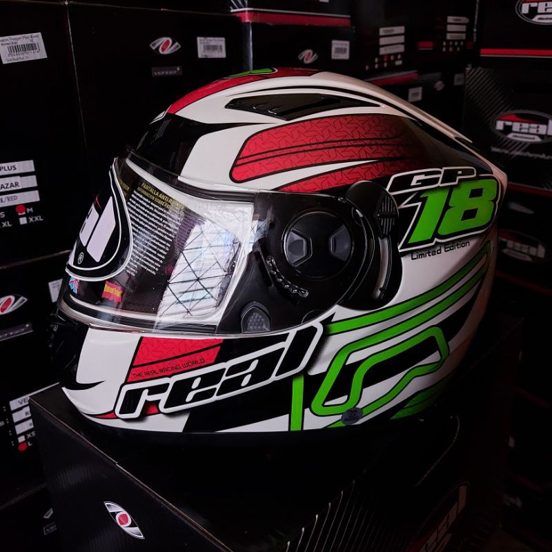 หมวกกันน็อค REAL BRAVO GP ขาว/แดง/ดำ | Shopee Thailand