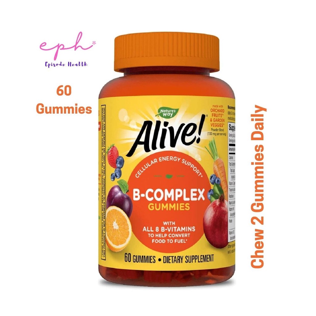 Nature's Way Alive! B-Complex Cherry Flavor 60 Gummies วิตามินบีรวม รส ...