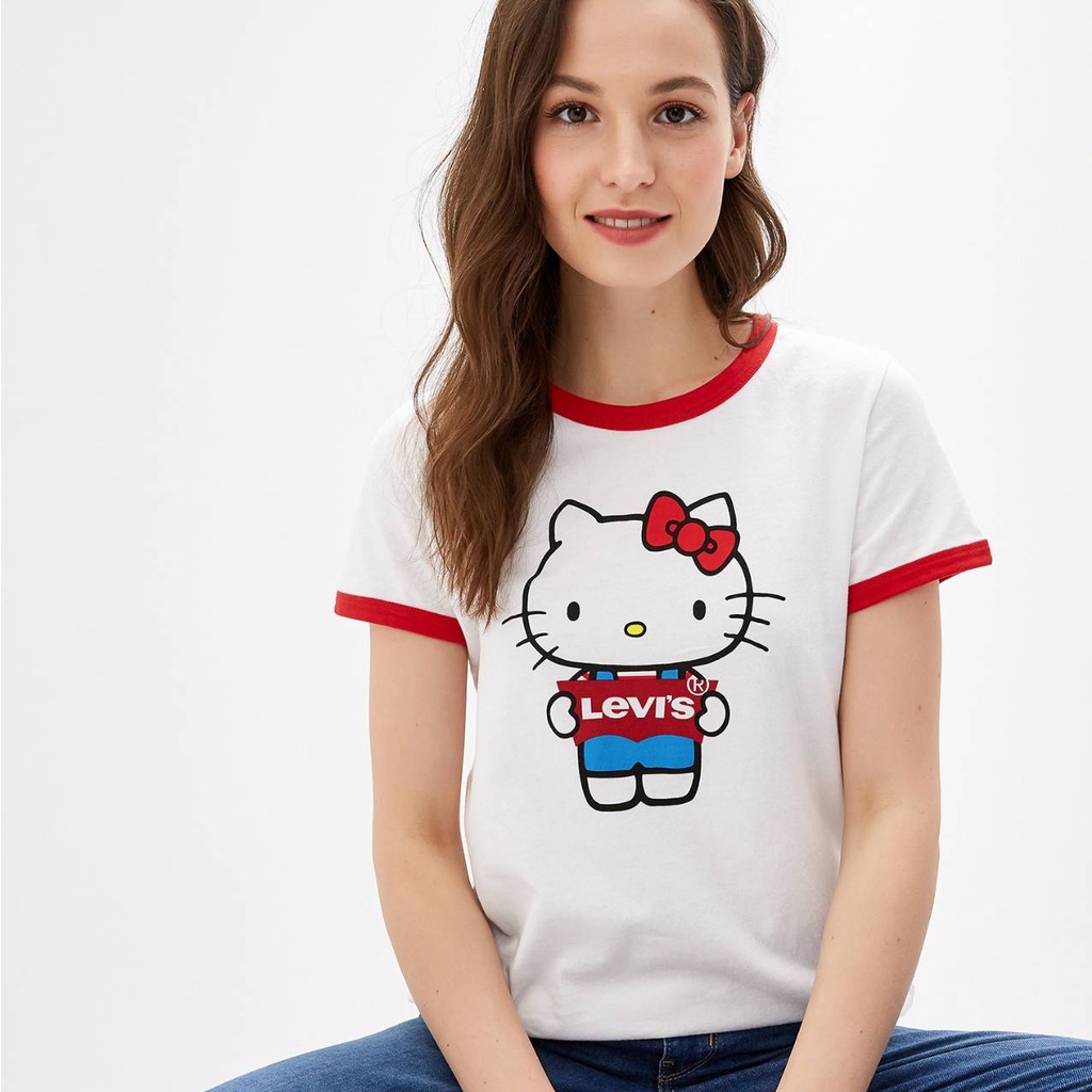 เสื้อยืด LEVI'S®️ X HELLO KITTY Perfect Ringer Graphic Tee Women T ...