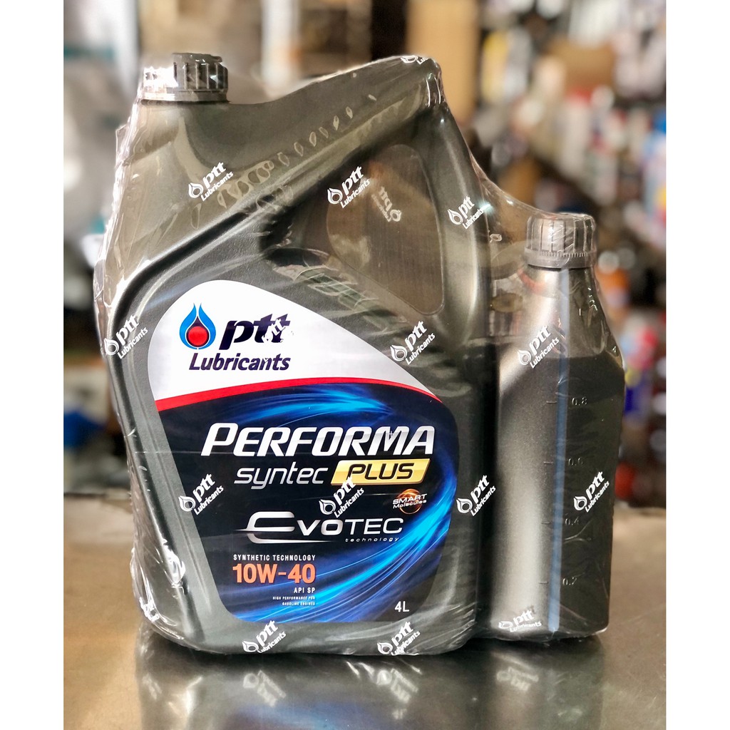 💥น้ำมันเครื่อง เบนซิน💥 ปตท เพอร์ฟอร์มา PTT Performa Syntec PLUS EVOTEC 10W-40 4+1ลิตร | Shopee ...