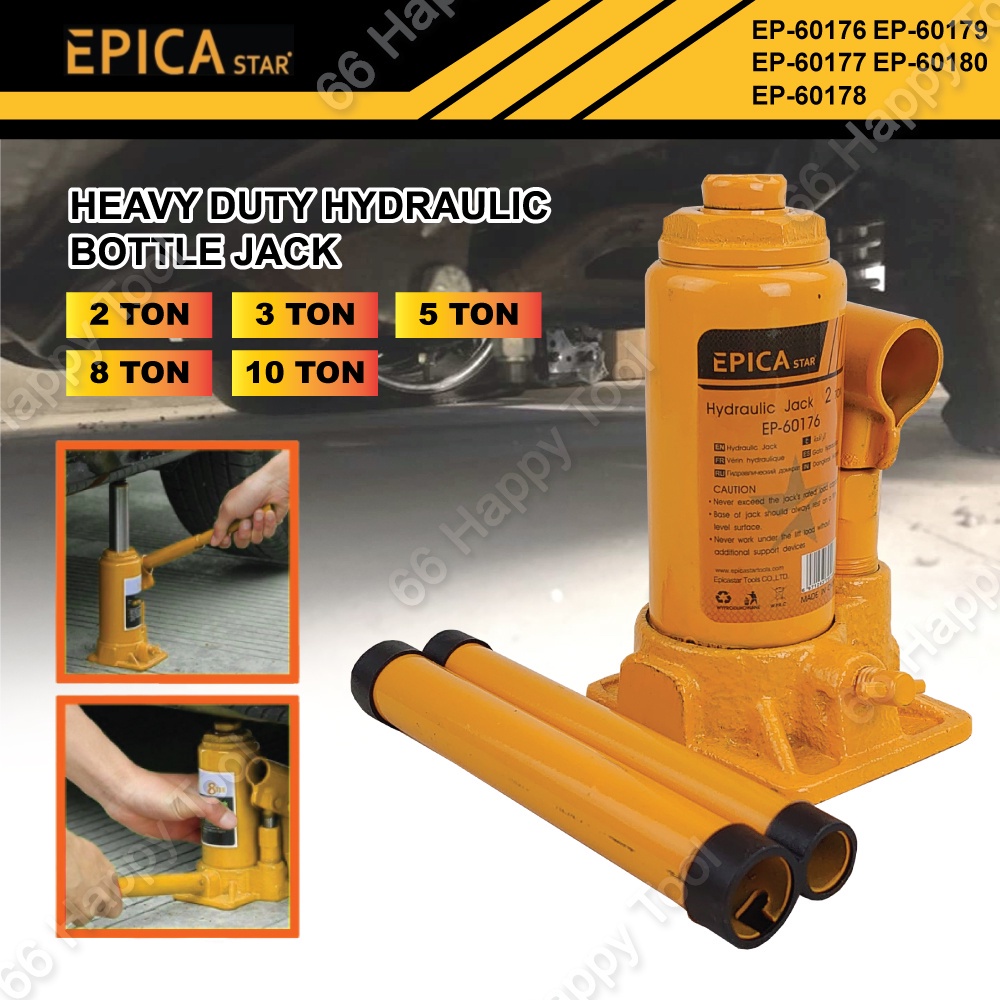 Epica STAR 2T 3T 5T 8T 10T แจ็คขวดไฮดรอลิก Heavy Duty ยานยนต์ขาตั้งยกเครื่องมือรถ Jek Hidraulik ...