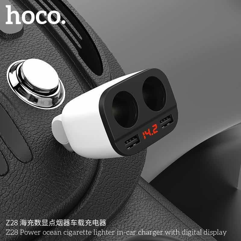 Hoco Z28 ที่ชาร์จในรถ 3.1A มีช่องเสียบ 2USB + ช่องจุดบุหรี่ 2 ช่อง ...