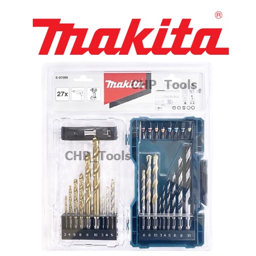 MAKITA E-07098 ชุดรวมดอกสว่านและไขควง 27ชิ้น/ชุด บรรจุในกล่องพลาสติกฝา ...
