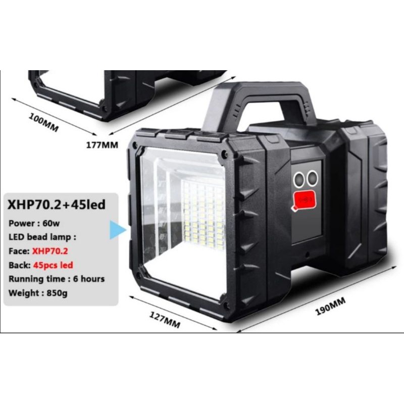 สว่างสุด ๆไฟฉาย LED กันน้ำแบบชาร์จ USB ไฟฉายมือถือไฟฉายหลอดไฟทำงานสปอตไลท์ floodling 80W(45led ...