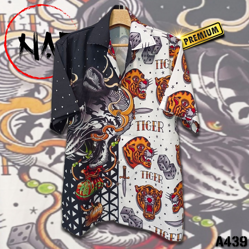 เสื้อฮาวายลายเสือลูกเต๋า A439 ผ้าไหมอิตาลี | Shopee Thailand