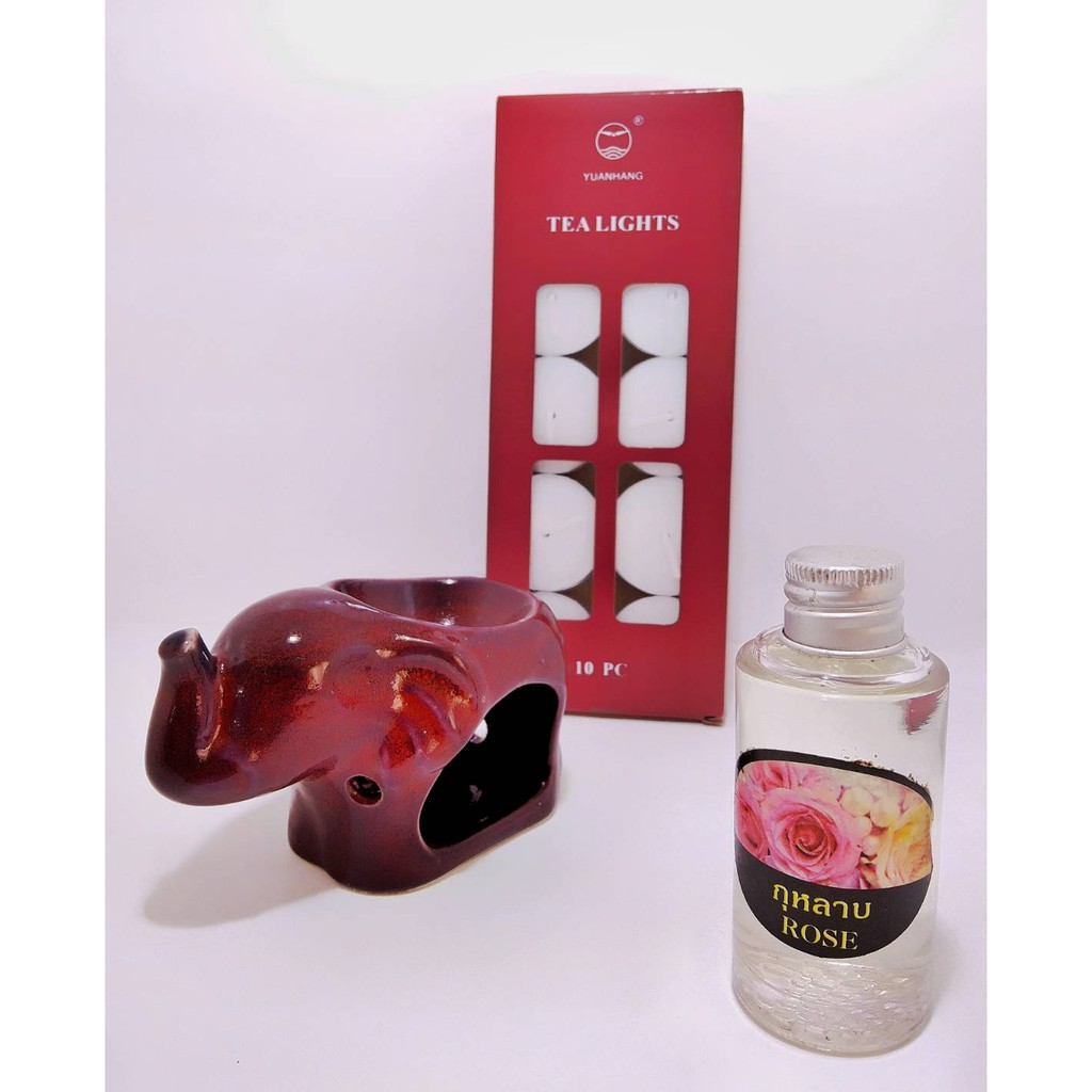 Papachuเซทเตาอโรม่าช้างจิ๋วคละสี+เทียน+น้ำมันหอมระเหย | Shopee Thailand