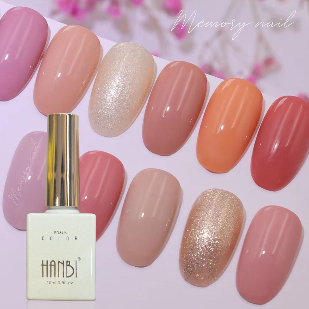 สีเจล HANBI สีเจลโทนสีชมพู สีนูด สีน้ำตาล สีกากเพชร สีเจลเข้มข้น สีสวย ...