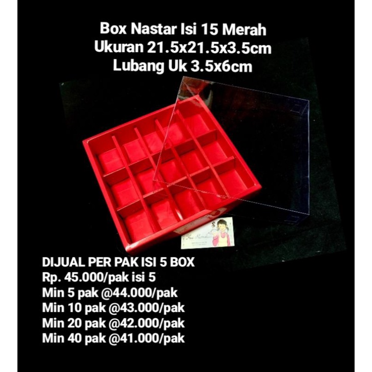 MERAH Nastar Box บรรจุ 15 หลุมสีแดง ขนาด 3.5x6cm SOLD PER PACK CONTAINS ...