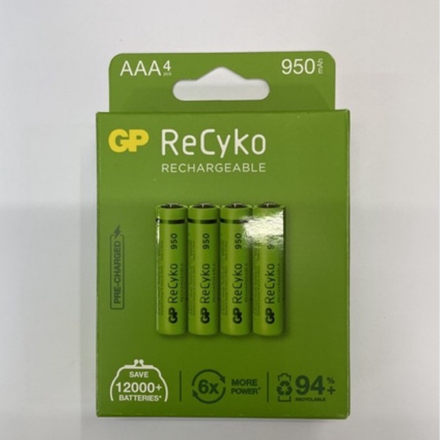 ถ่านชาร์จ GPขนาด AAA 950mAh 4ก้อน ของแท้บริษัท | Shopee Thailand
