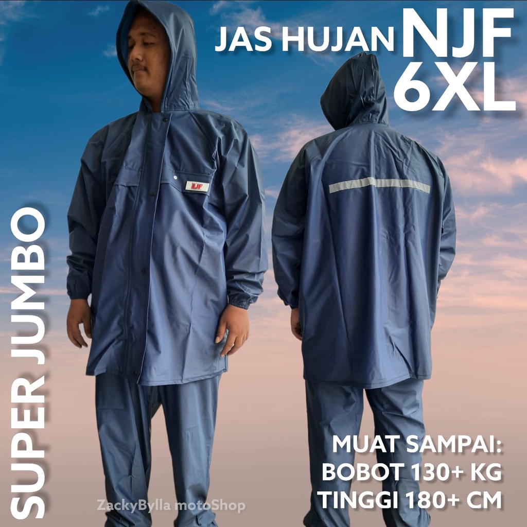 Njf เสื้อกันฝน PVC SUPER JUMBO Size (6XL) เสื้อแจ็คเก็ตและกางเกงสูทรุ่น ...