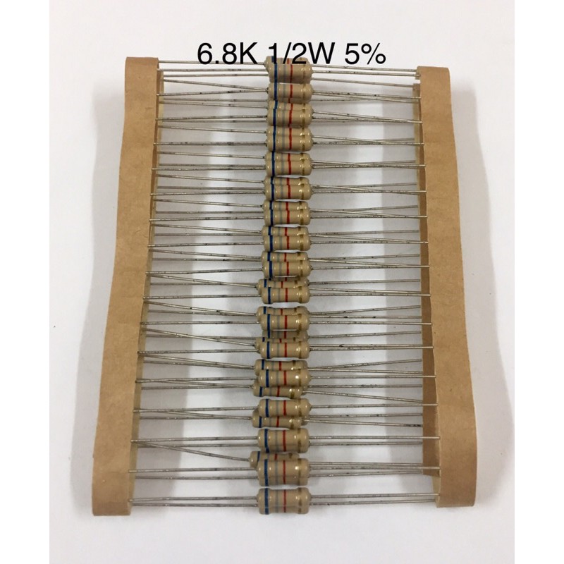 20ชิ้น 6.8K 1/2W 5% Resistor ตัวต้านทาน 6.8กิโลโอห์ม 1/2วัตต์ ค่าความ ...