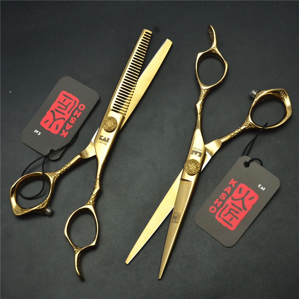 Kasho กรรไกรตัดผมหน้าม้า คุณภาพสูง 6.0 นิ้ว ญี่ปุ่น แบน ตัดฟันบาง ...