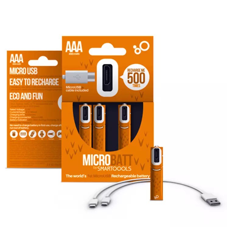 SmartTools AAA ถ่านชาร์จMicroUSB ชาร์จเร็ว AAA 1.2V 450mWh / 1แพ๊ค 2 ...