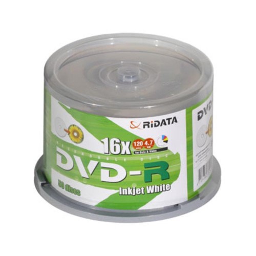 แผ่นดีวีดี RiData DVD-R 16x Inkjet White Printable 4.7GB 50 แผ่น แผ่น ...