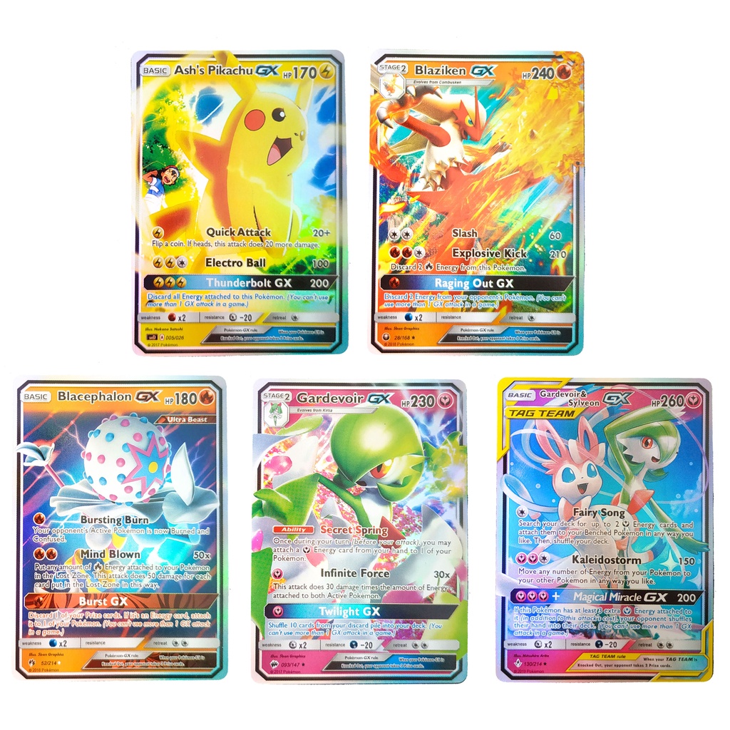 Pokemon Card Tag Team & GX ชุด 5 ใบ Gardevoir & Sylveon, Ash's Pikachu ...