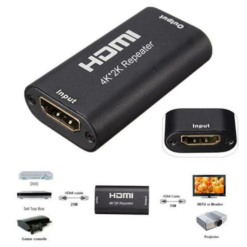 ข้อต่อกลางHDMI Repeater 4K Signal Amplifier 40 Meters Cable HDMI Female ...