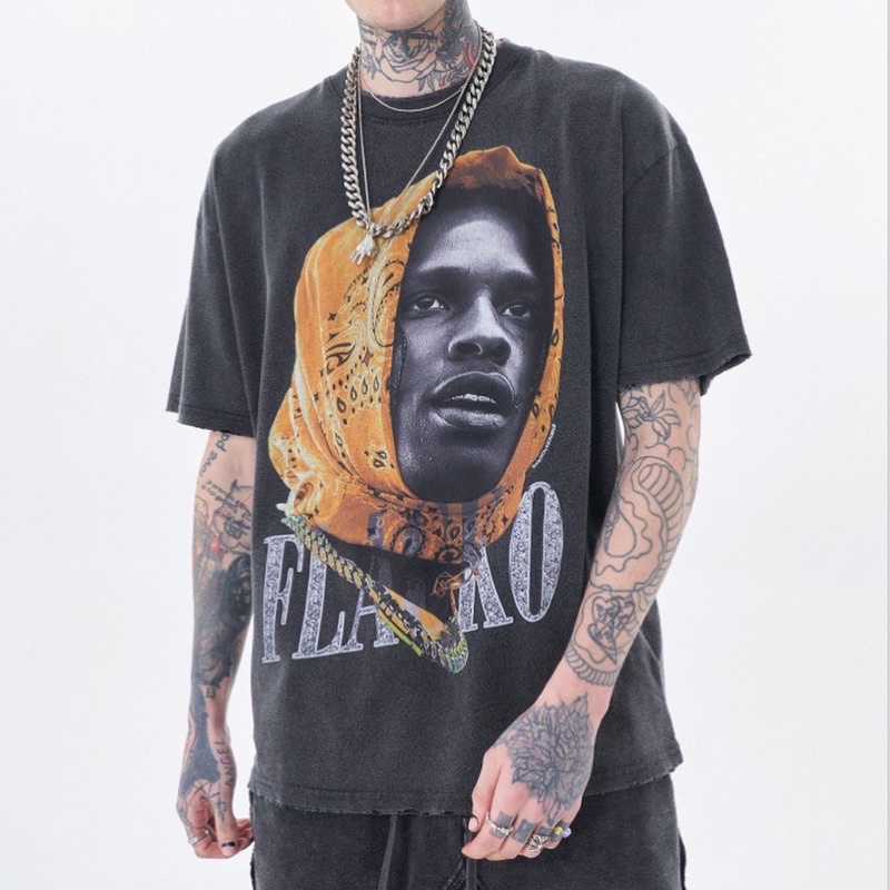 เสื้อยืดผู้ชายโอเวอร์ไซส์ asap flacko | Shopee Thailand