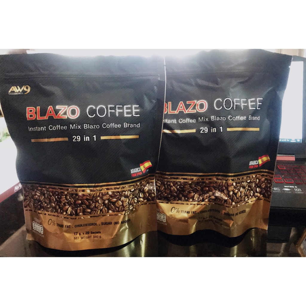 Blazo Coffee เบลโซ่ กาแฟเพื่อสุขภาพ Blazo Coffee 29 in 1 (1 ห่อ 20 ซอง 17 กรัม) จำนวน 2 ห่อ ...
