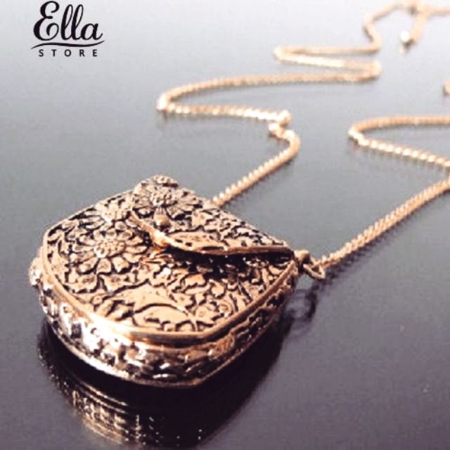 สร้อยคอล็อคเก็ต locket lockets รูปกระเป๋า เปิดได้ ใส่ของได้ | Shopee ...