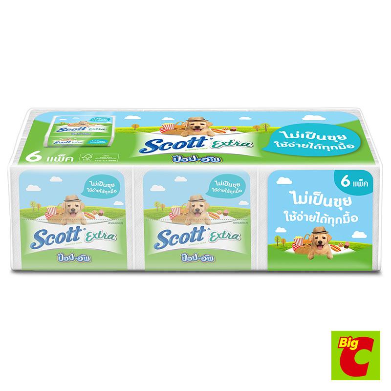 สก็อตต์ 6)Scott Tissue Paperกระดาษชำระเอ็กซ์ตร้า ป๊อบอัพ (86แผ่น/แพ็ค ...