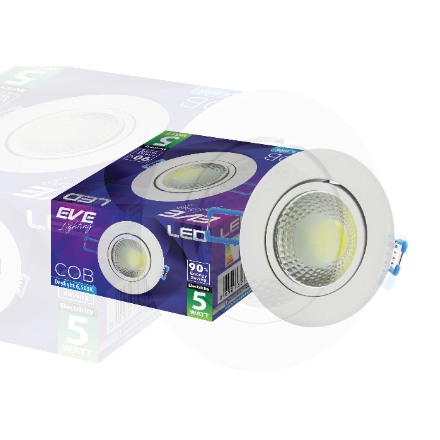 LED Downlight COB Adjust Angle 5W EVE โคมดาวน์ไลท์ แอลอีดี COB หน้ากลม ปรับองศา 5 วัตต์ | Shopee ...