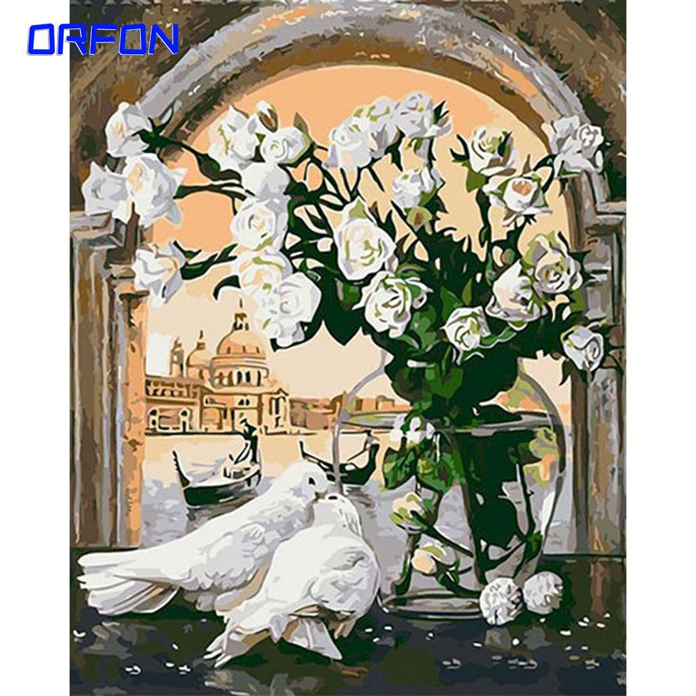 【ORFON】ภาพวาดสีน้ํามัน ตามตัวเลข รูปดอกไม้ สําหรับตกแต่งผนัง DIY | Shopee Thailand