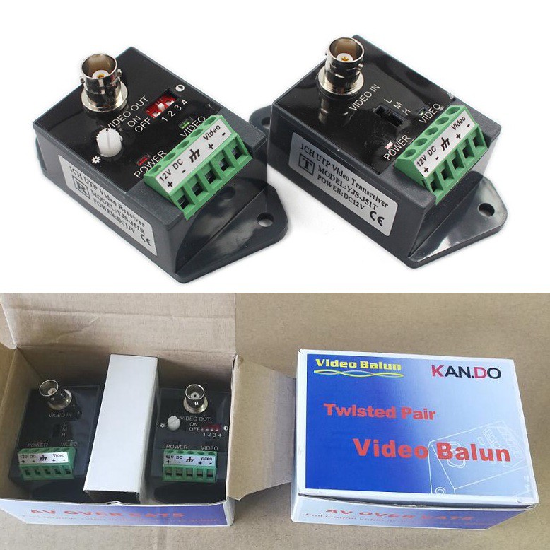 2pcs (1 pair) 1 channel Active Video Balun Video Transceiver for CCTV ...