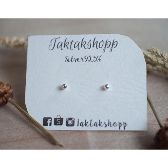 ต่างหูเงินแท้925 Earring silver925 ขนาด 3 มิล | Shopee Thailand