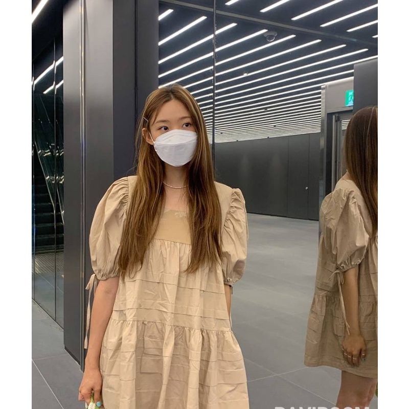 iamfine.shop J0107 เดรสสั้นสีครีม | Shopee Thailand